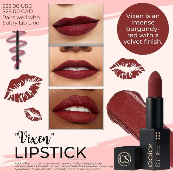 Color Street | Makeup | Color Street Vixen Lipstick Burgundy Red | Poshmark